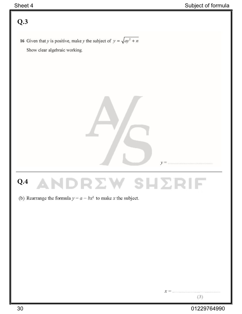 Math Year 9 Edexcel Classified - Part 1 - Wara2y.com